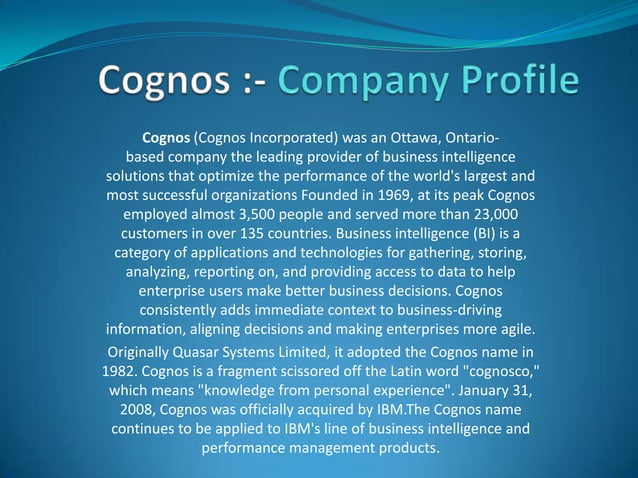 Cognos Crm Presentation Ppt