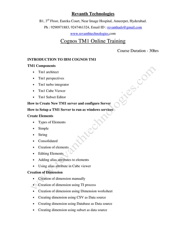 Cognos tm1 Online Training | PDF