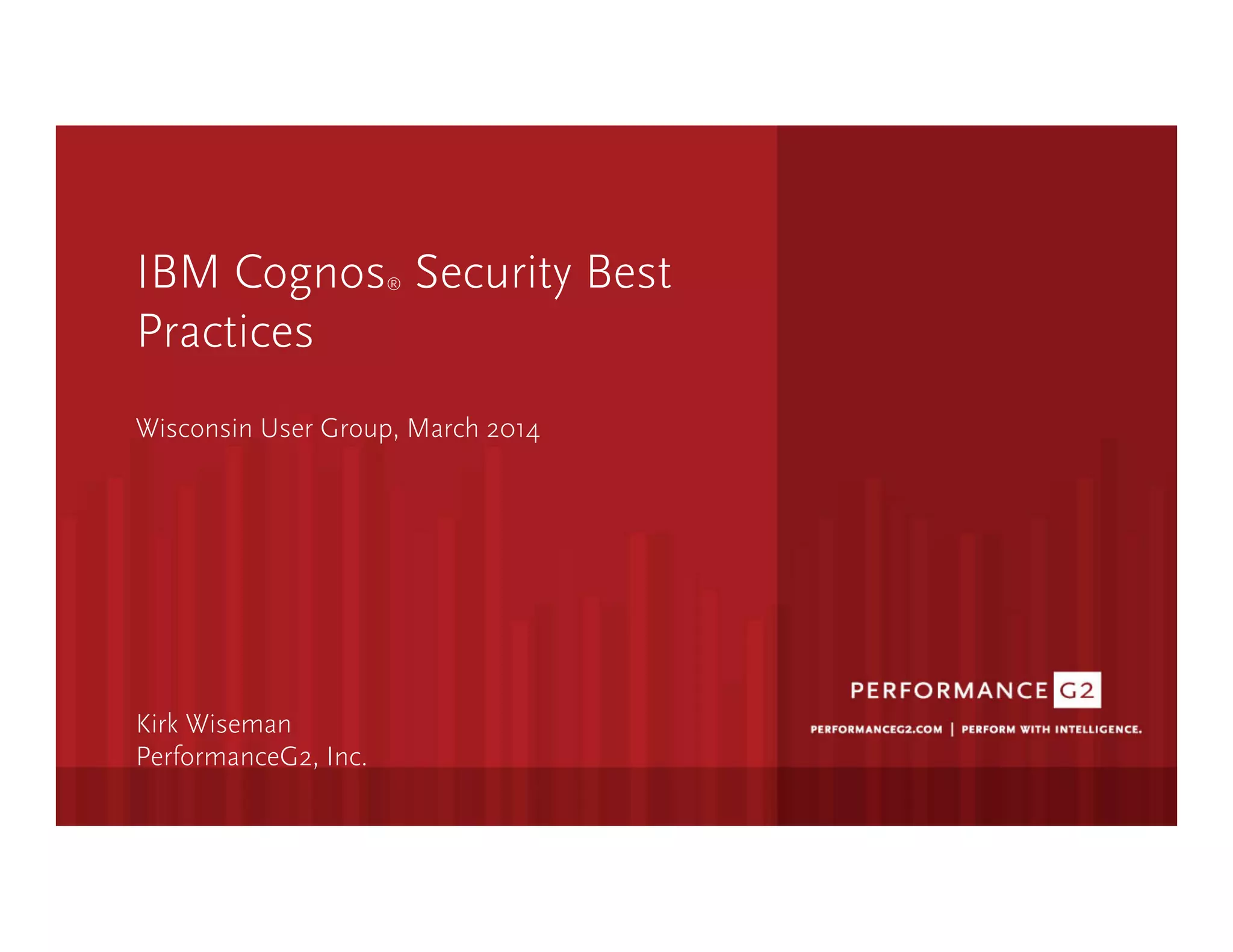 IBM Cognos 10.2 Security Best Practices | PDF