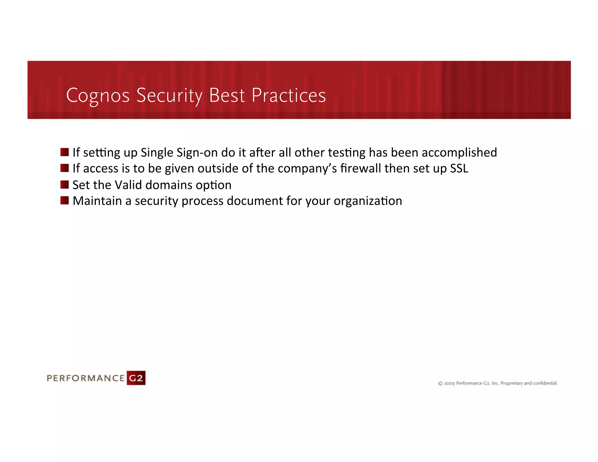 IBM Cognos 10.2 Security Best Practices | PDF