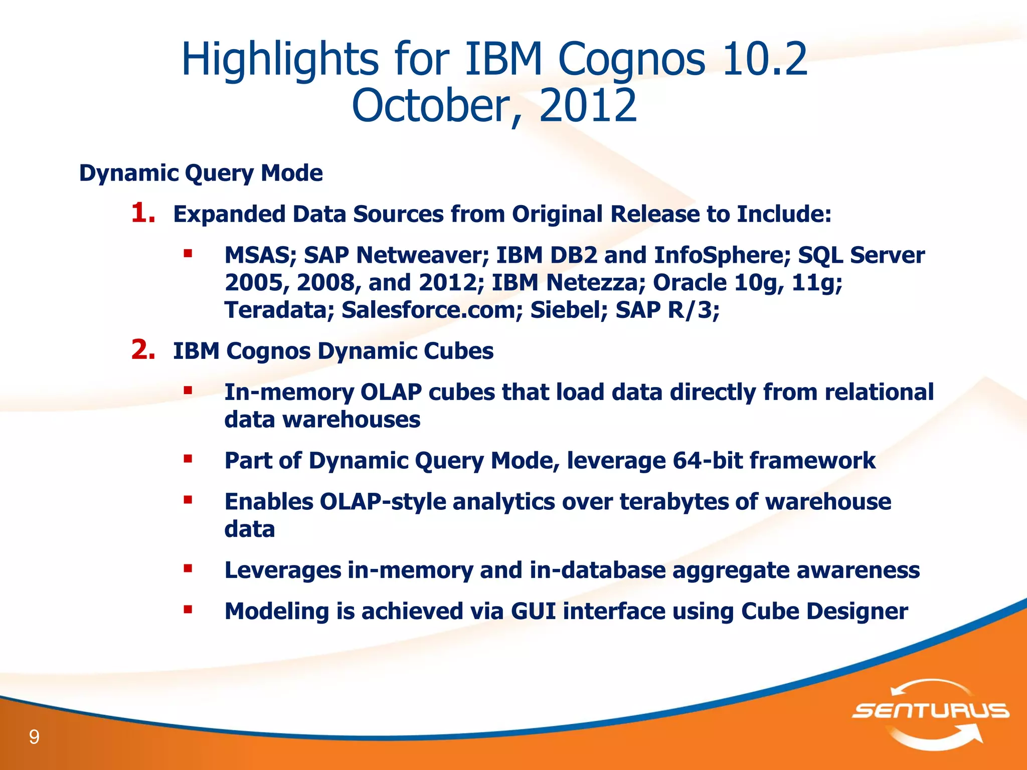 IBM Cognos 10.2 Dynamic Cubes Deeper Dive | PDF
