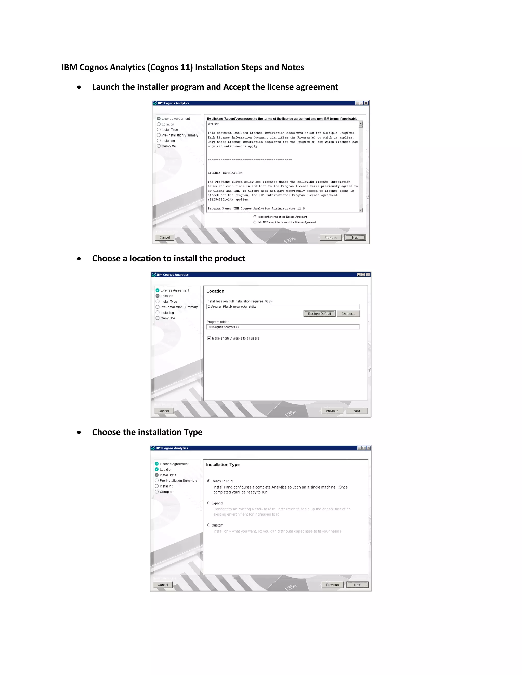 Cognos 11 installation step by step and notes | PDF