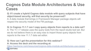 Cognos Data Module Architectures & Use Cases | PPTX | Web Development | Internet