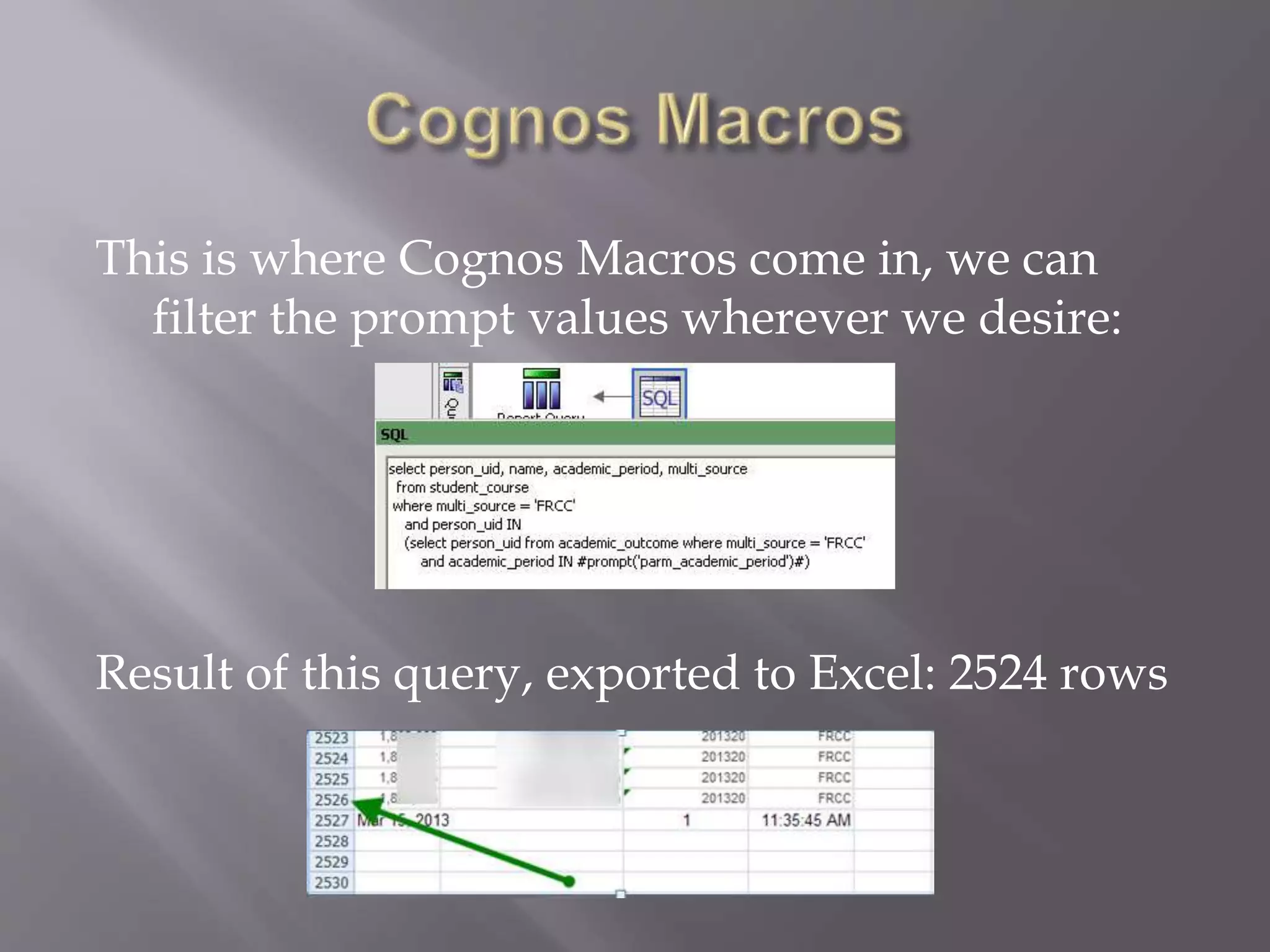 Cognos Macros | PPTX