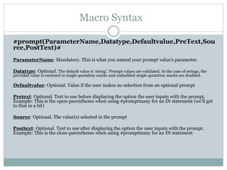 Cognos Macros: Situational Examples & Syntax | PPTX