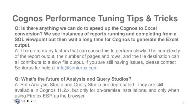 Cognos Performance Tuning Tips & Tricks | PPTX