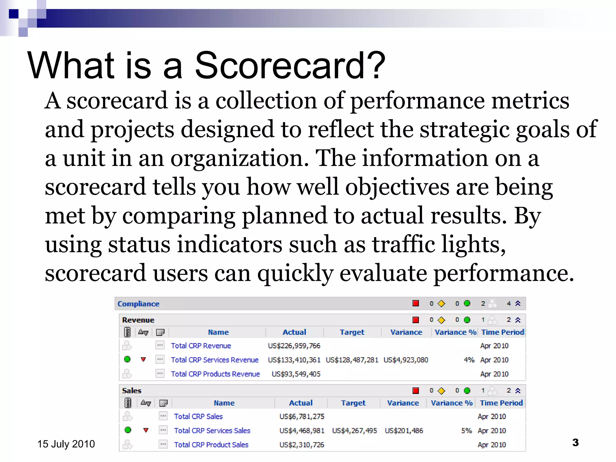 Cognos scorecard overview | PPTX