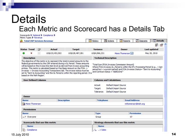 Cognos scorecard overview | PPTX | Technology & Computing
