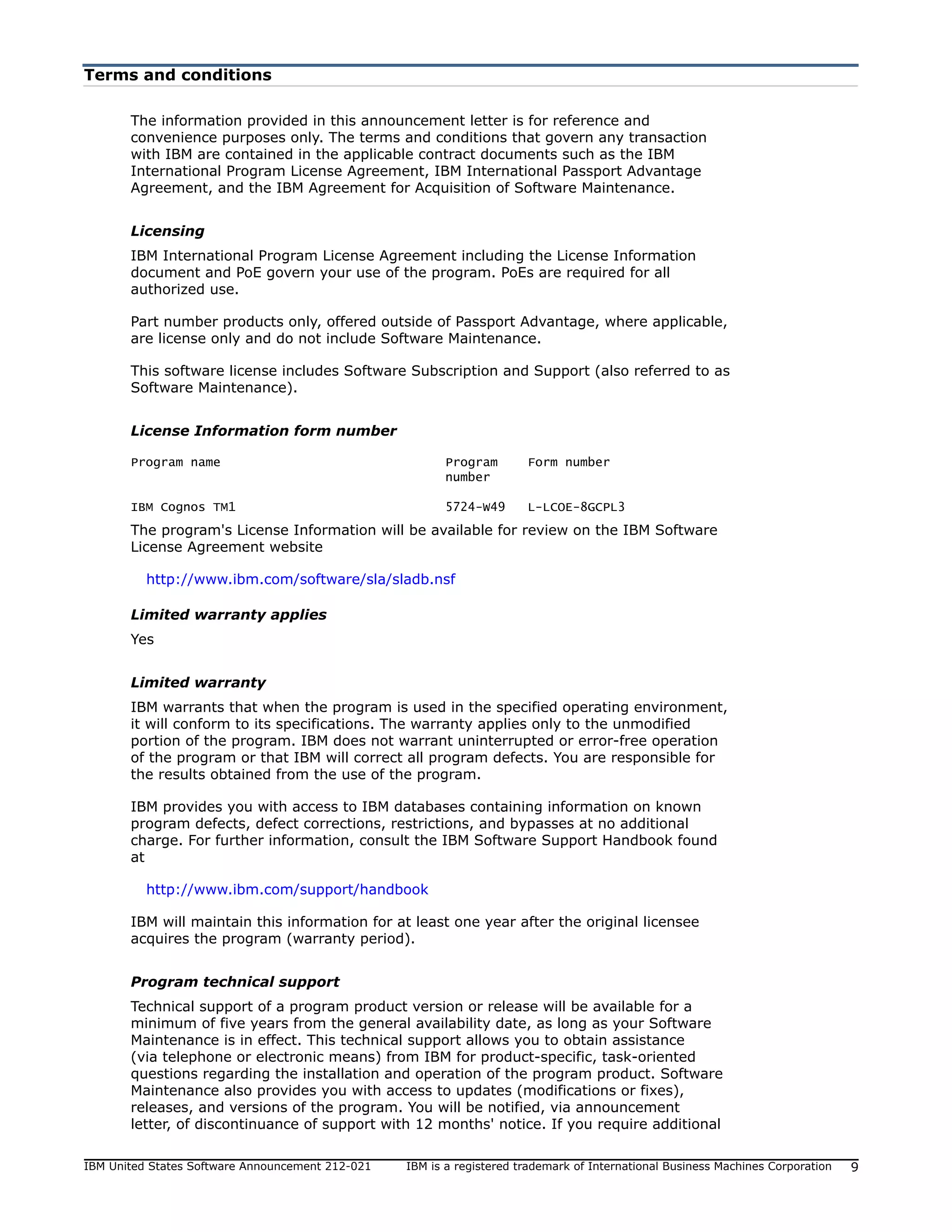 Cognos Tm1 10.1 Announcement | PDF