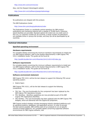 Cognos Tm1 10.1 Announcement | PDF