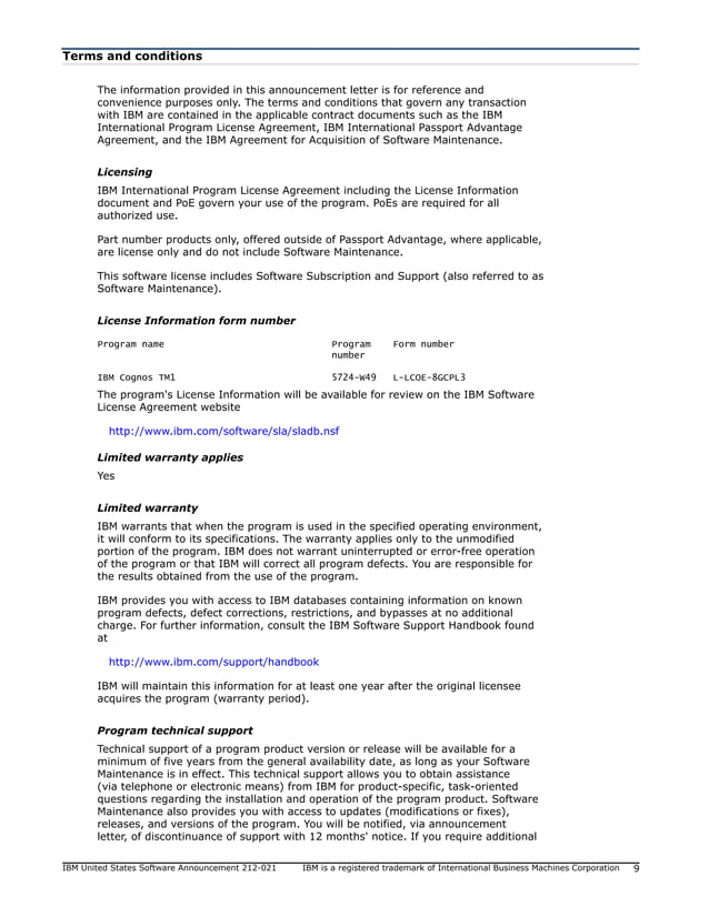Cognos Tm1 10.1 Announcement | PDF