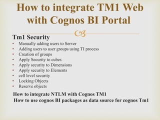 Cognos tm1 architecture online training | PPTX