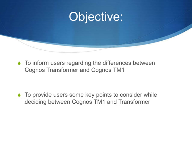 Cognos transformer vs Tm1 | PPTX | Databases | Computer Software and ...
