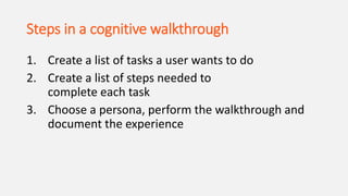 Using cognitive walkthroughs for a task-oriented accessibility review | PPT