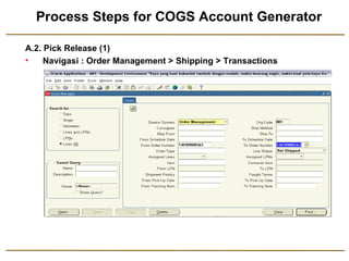 COGS Account Generator Workflow Customization | PPT