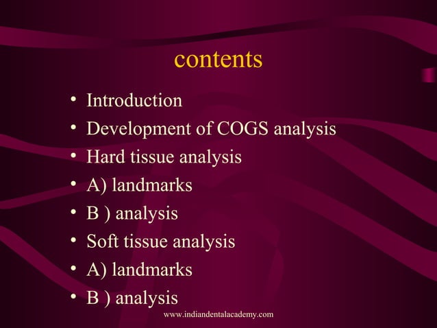 COGS analysis (Cephelometrics for orthognathic surgery) / fixed ...