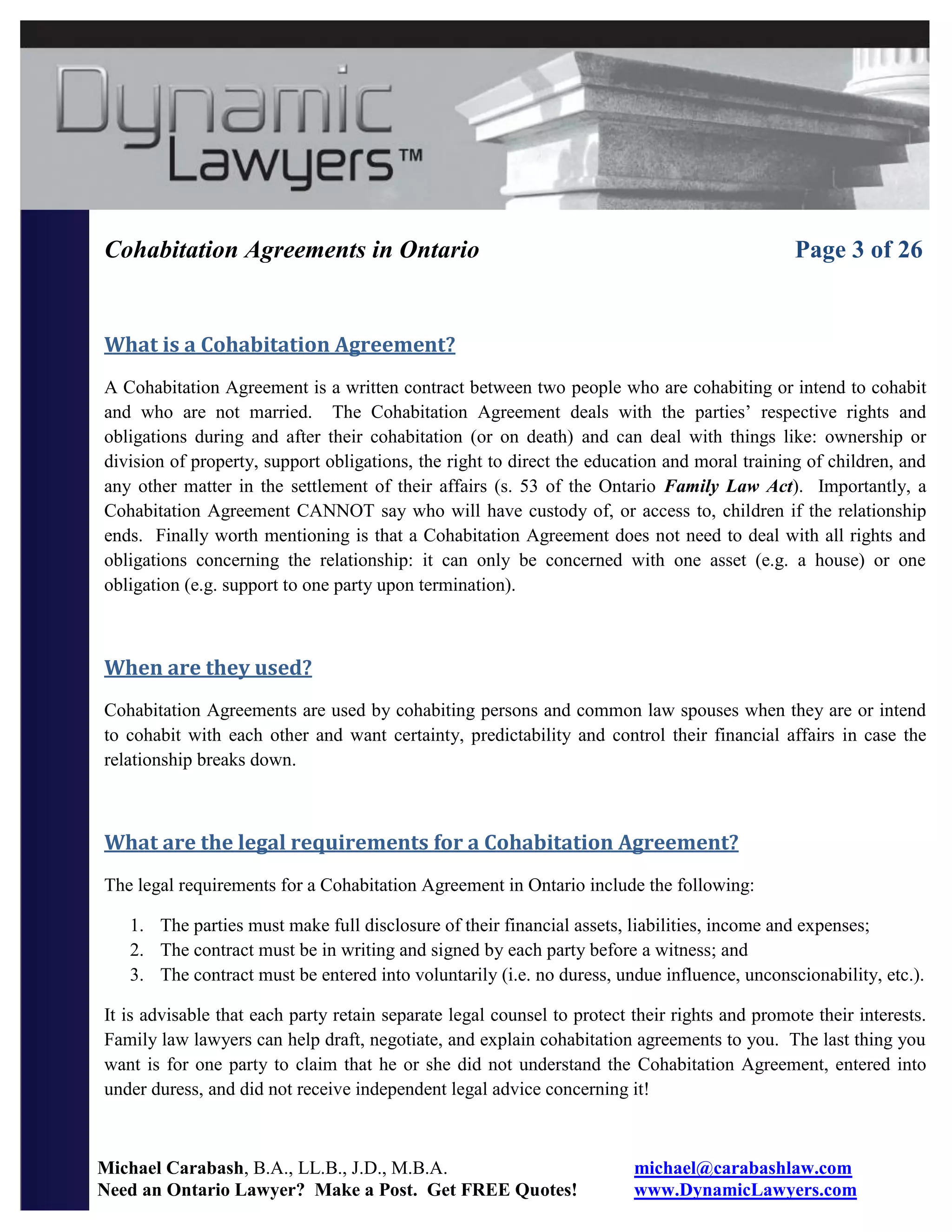 Cohabitation agreement ontario | PDF