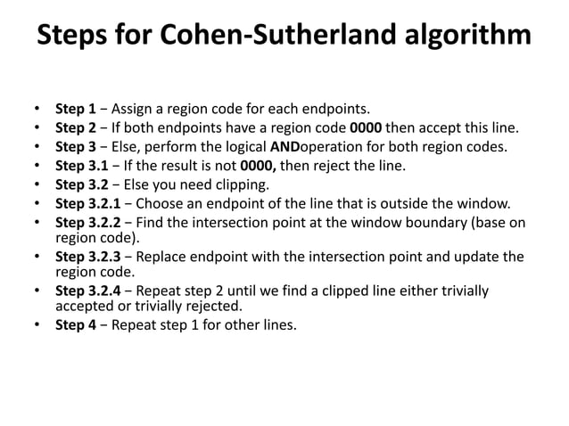 Cohen sutherland line clipping | PPTX | Computing | Technology & Computing