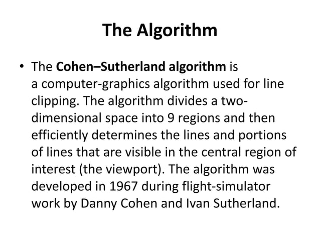 Cohen sutherland line clipping | PPTX | Computing | Technology & Computing