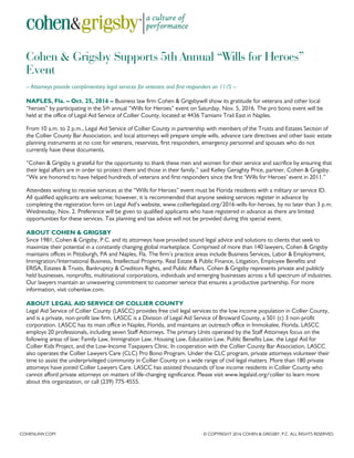 Cohen & Grigsby Supports 5th Annual “Wills for Heroes” Event | PDF