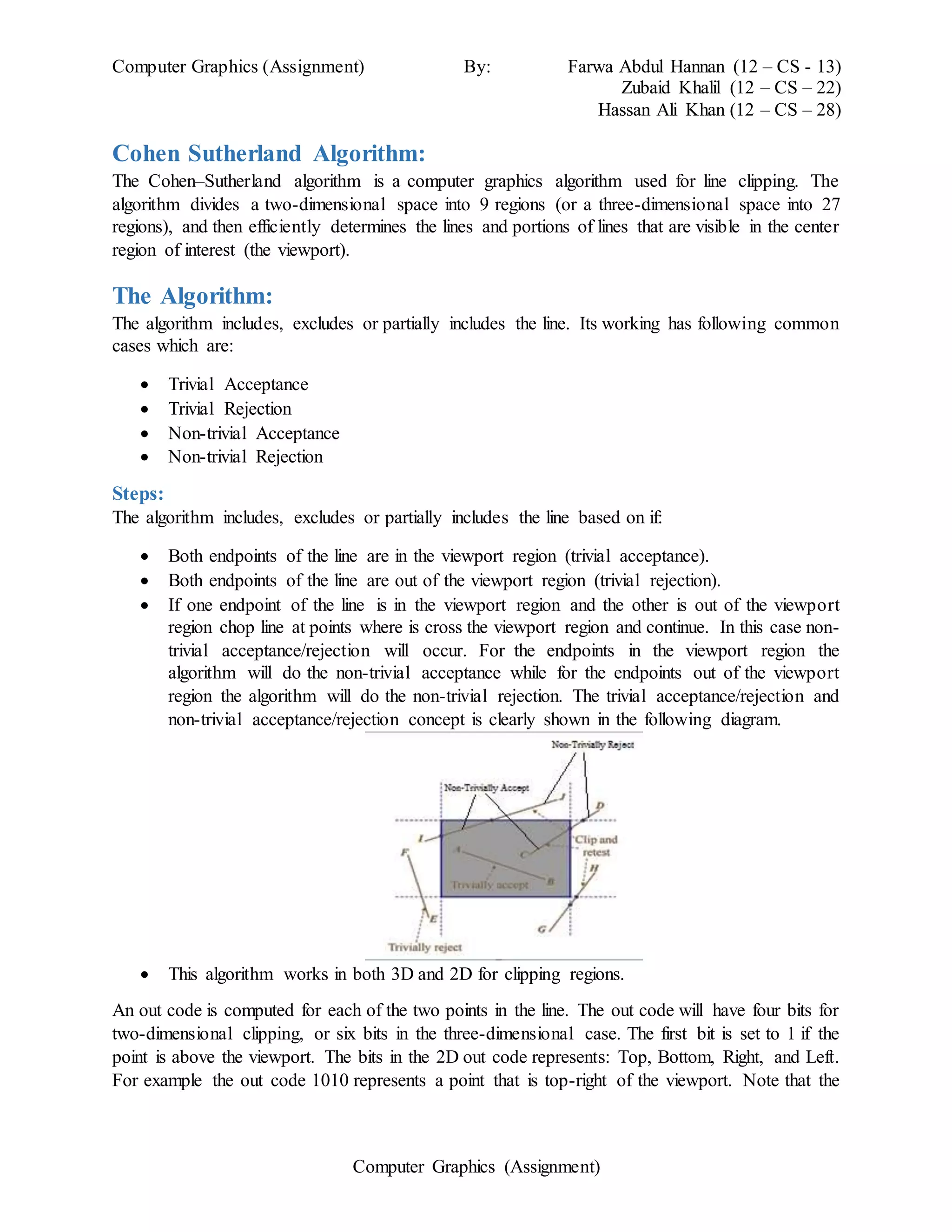 Cohen sutherland algorithm | DOCX