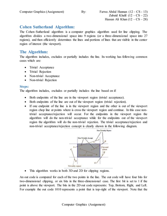 Cohen sutherland algorithm | PDF