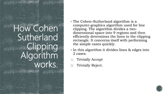 Cohen Sutherland Line Clipping Algorithm Pptx Computing
