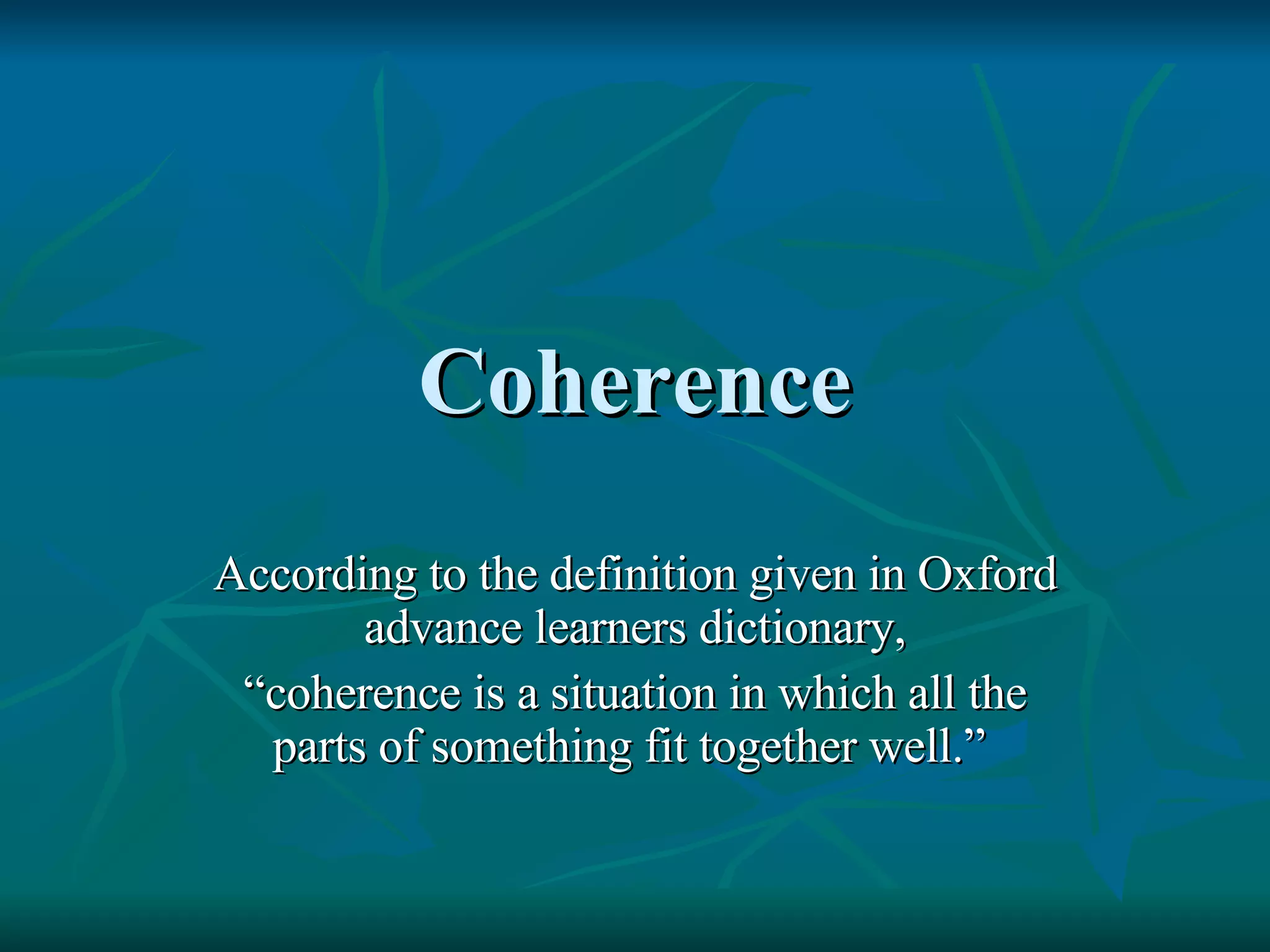 Coherence | PPT