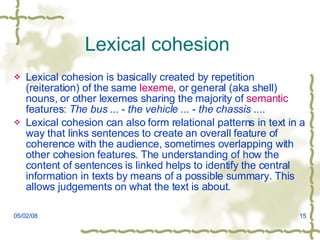 Coherence And Cohesion | PPT