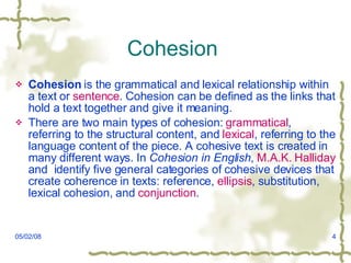 Coherence And Cohesion | PPT