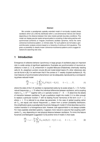 Coherence incoherence patterns in a ring of non-locally coupled phase oscillators | PDF ...