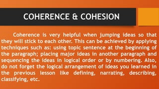 Reading and Writing- Coherence and Cohesion | PPTX