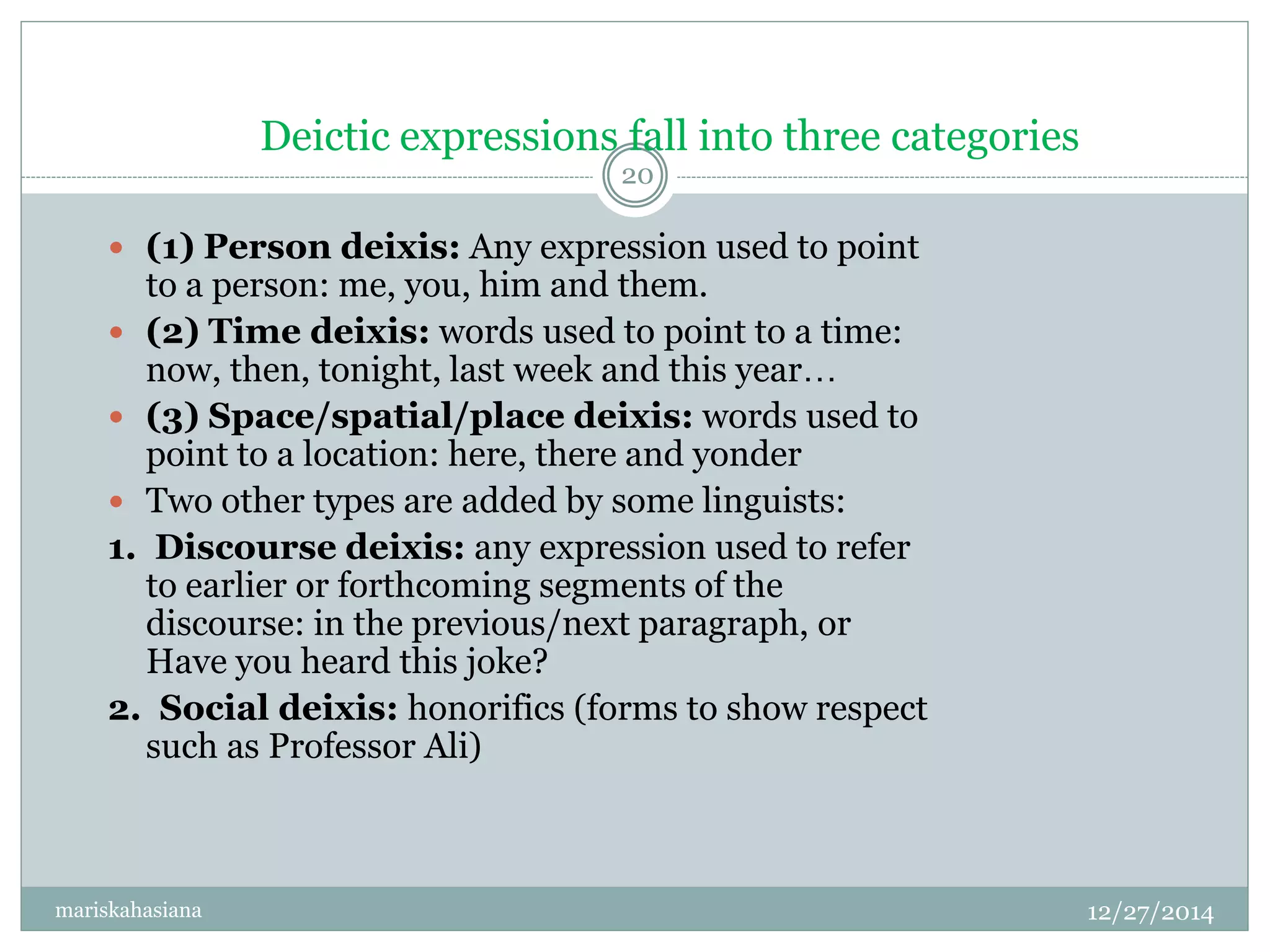 Coherence, cohesion and deixis | PPTX