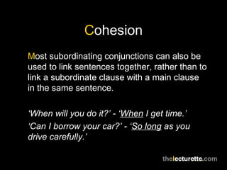 Cohesion: making connections between speech and writing | PPT
