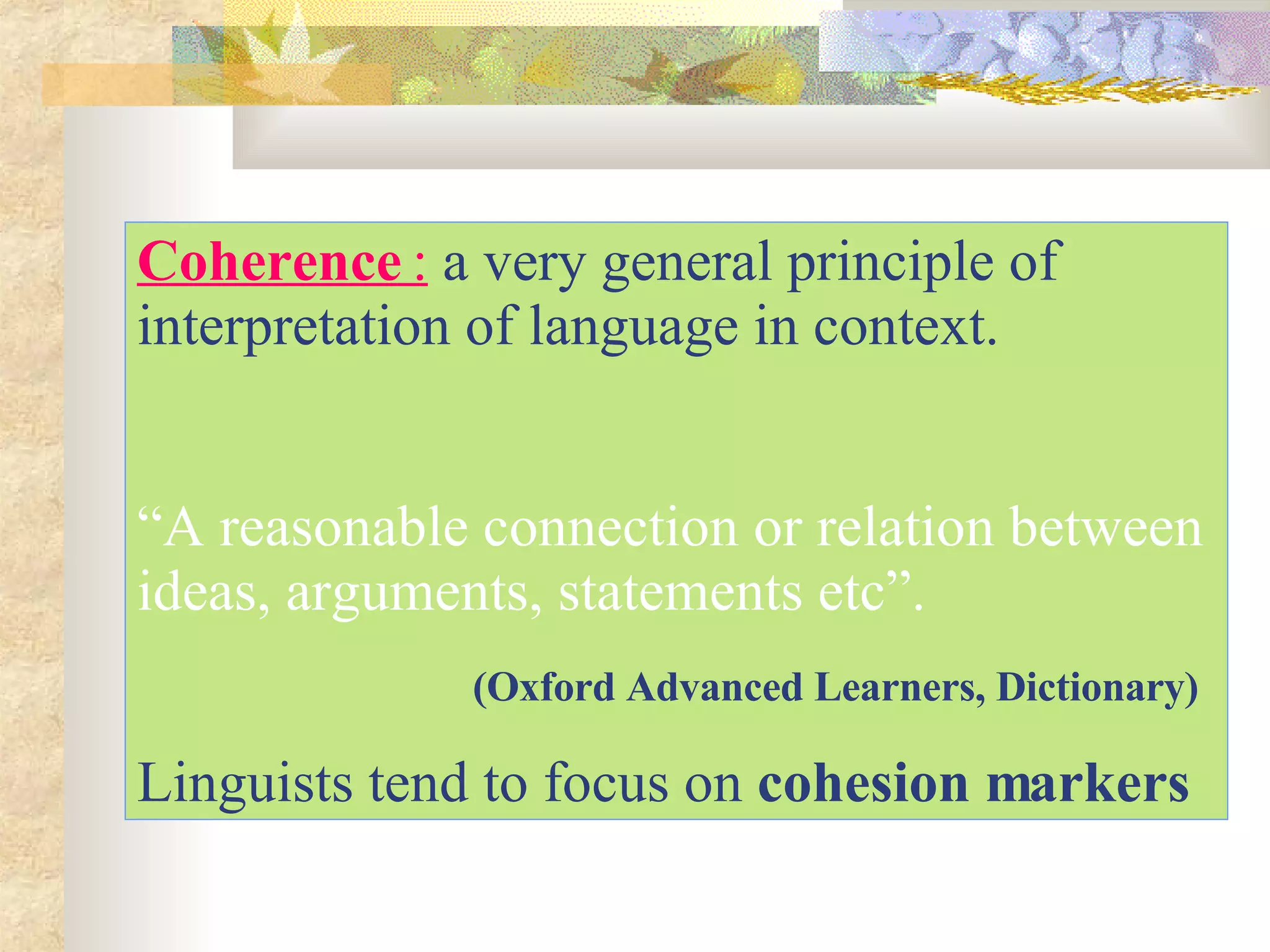 Cohesion And Coherence | PPT
