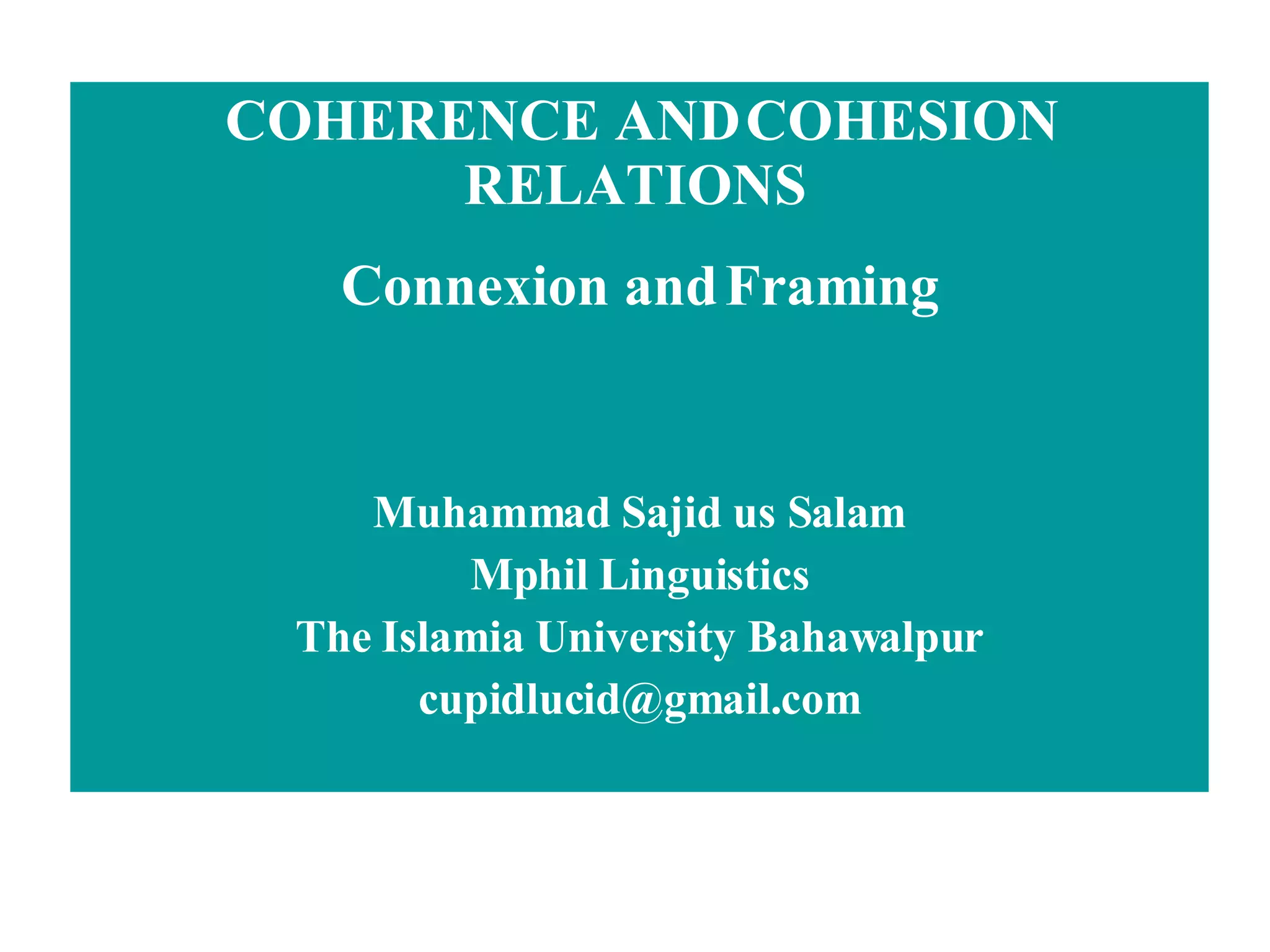 Cohesion And Coherence Relations | PPT