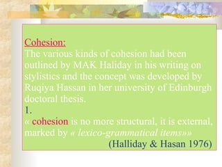 Cohesion And Coherence1 | PPT