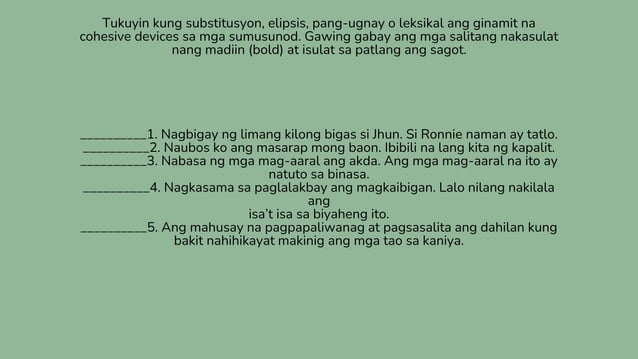 Cohesion Devices sa Filipino............ | PPTX
