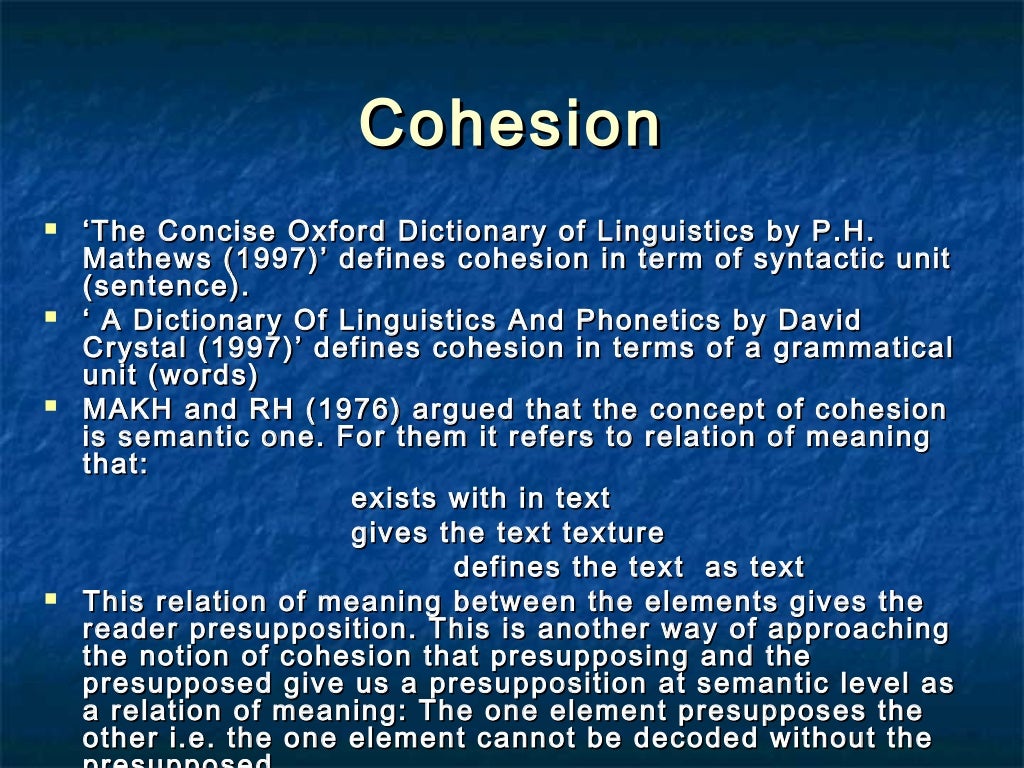 Cohesion Meaning