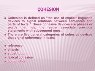 Cohesion and coherence | PPTX