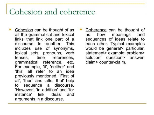 Cohesion and coherence | PPT