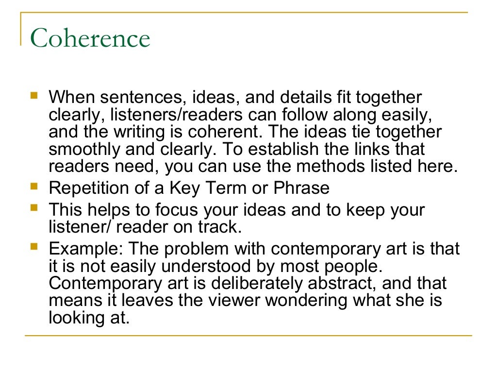 Cohesion and coherence
