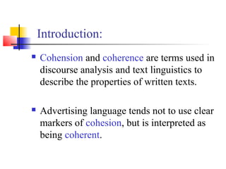 Cohesion and coherence | PPT