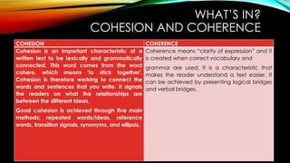 cohesion and coherence lesson in english 9.pptx | Games and Puzzles ...