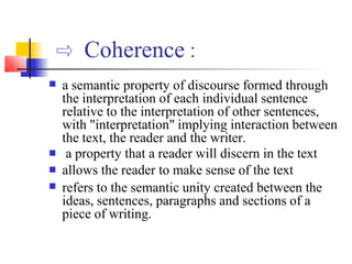 Cohesion and Coherence - Reading and Writing.pptx
