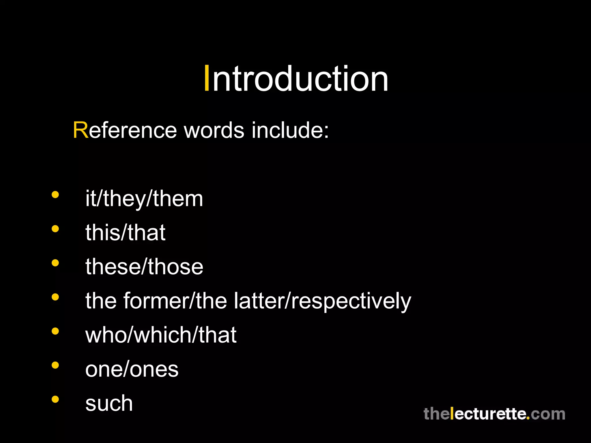 Cohesion: Reference words | PPT