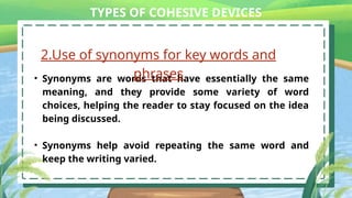 COHESIVE DEVICES.pptx. english 8 quarter | PPTX