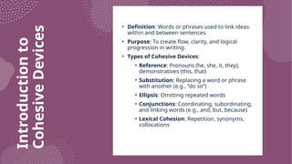 Cohesive Devices in Sentences and Their Communicative Function | PPTX