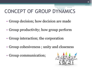 Cohesiveness and group dynamics | PPT