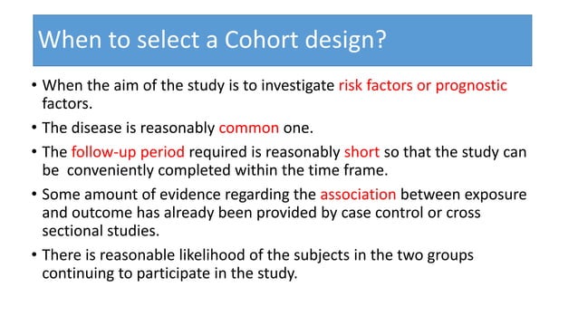 Research methodology: Cohort study design | PPTX | Medical Health